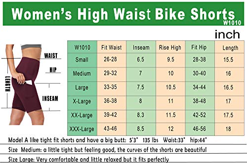 CADMUS Women's High Waist Spandex Yoga Shorts for Bike Running Two Side Pockets,10,Black,Grey,Wine Red,X-Large