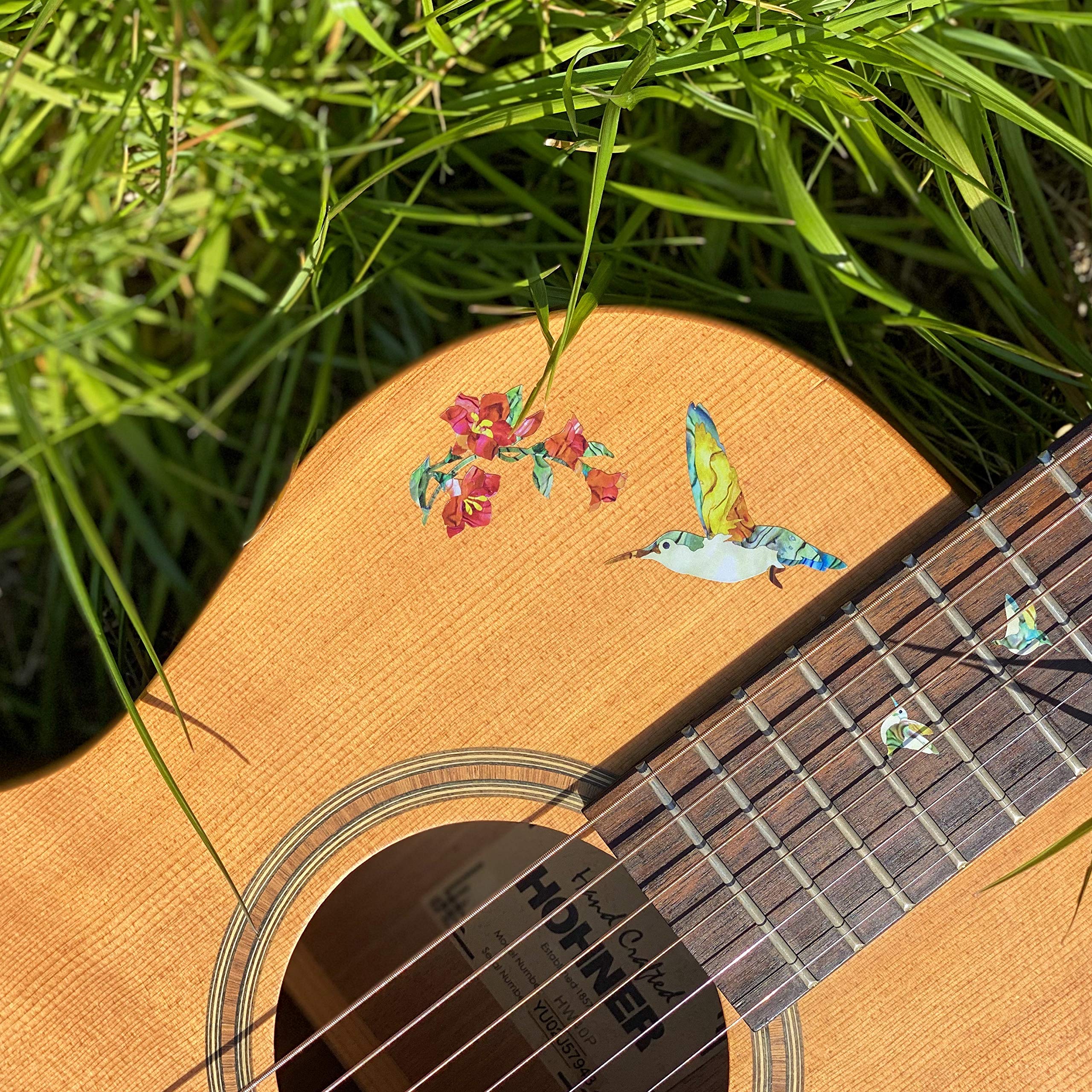 Inlay Sticker Decal for Guitars, Bass & Ukuleles - Hummingbird & Flowers