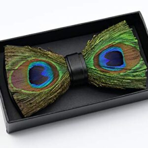 Mens Peacock Unique Design Handmade Wedding Bowties Boys Perfect Cravat Necktie