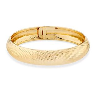 Miabella 925 Sterling Silver or 18Kt Yellow Gold Over Silver Italian Diamond-Cut Round Flexible Bangle Bracelet for Women 7.5 Inch Made in Italy (yellow-gold-plated-silver)