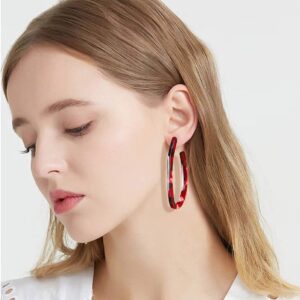 ALEXY Women's Mottled Hoop Earrings Bohemia Acrylic Resin, Red, Size No Size