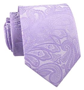 men's silk purple ties paisley pattern 3.15" width dress lavender summer necktie