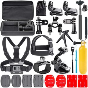 navitech 18 in 1 action camera accessories combo kit with eva case compatible with the akaso v50 pro