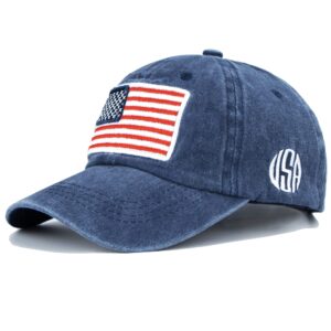 izus american flag,distressed baseball hat – distressed cotton-blend dad hat embroiderred for adult (navy)