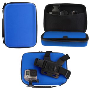 navitech blue heavy duty rugged action camera hard case/cover suitable compatible with the akaso v50 pro