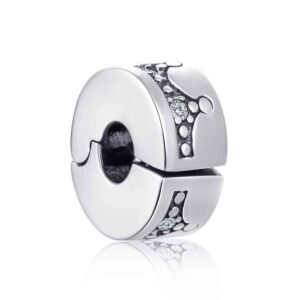 original 925 sterling silver charms clip lock spacers stopper charm beads for bracelets (crown clip)