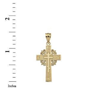 Solid 14k Yellow Gold Russian Orthodox IC XC NIKA Cross Pendant