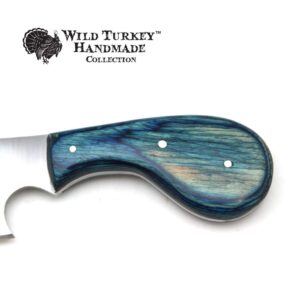 Wild Turkey Handmade Camel Bone Handle Fixed Blade Gut Hook Skinner Hunting Knife Outdoors Camping Fishing (Blue Bone)