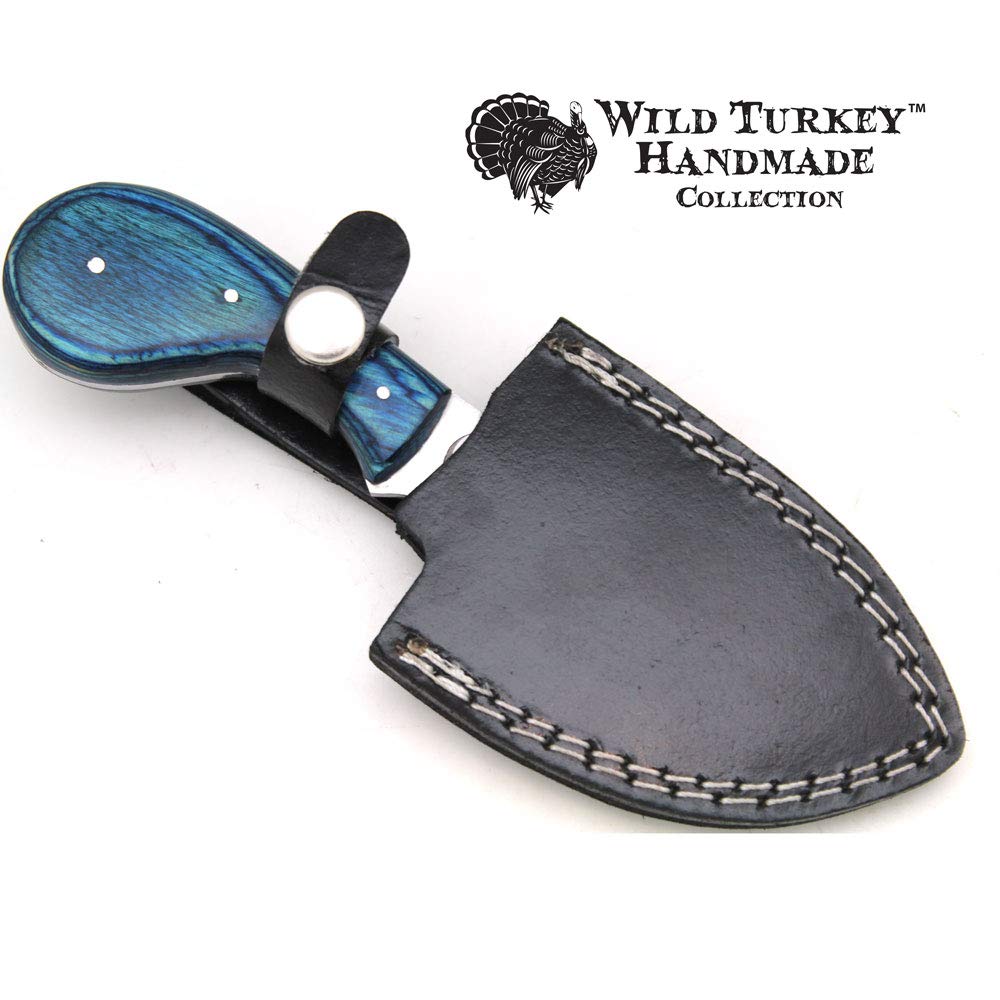 Wild Turkey Handmade Camel Bone Handle Fixed Blade Gut Hook Skinner Hunting Knife Outdoors Camping Fishing (Blue Bone)