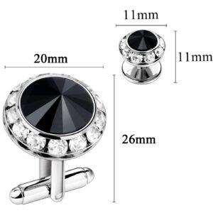 AMITER Crystal Cufflinks and Tuxedo Studs for Men, Suitable for Dress Shirt Suit Jacket Vest Bow tie Fashion Accessories, Gift for Men or DAD, Formal Business Wedding Anniversary Jewelry