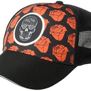 Headsweats Standard Trucker Hat 5-Panel, Calavera de Rosas, One Size