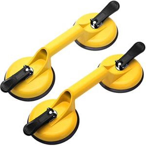 fcho suction cups heavy duty aluminum vacuum plate handle glass holder hooks to lift large glass/tile lifter/moving glass/pad for lifting/dent puller (2 pack)