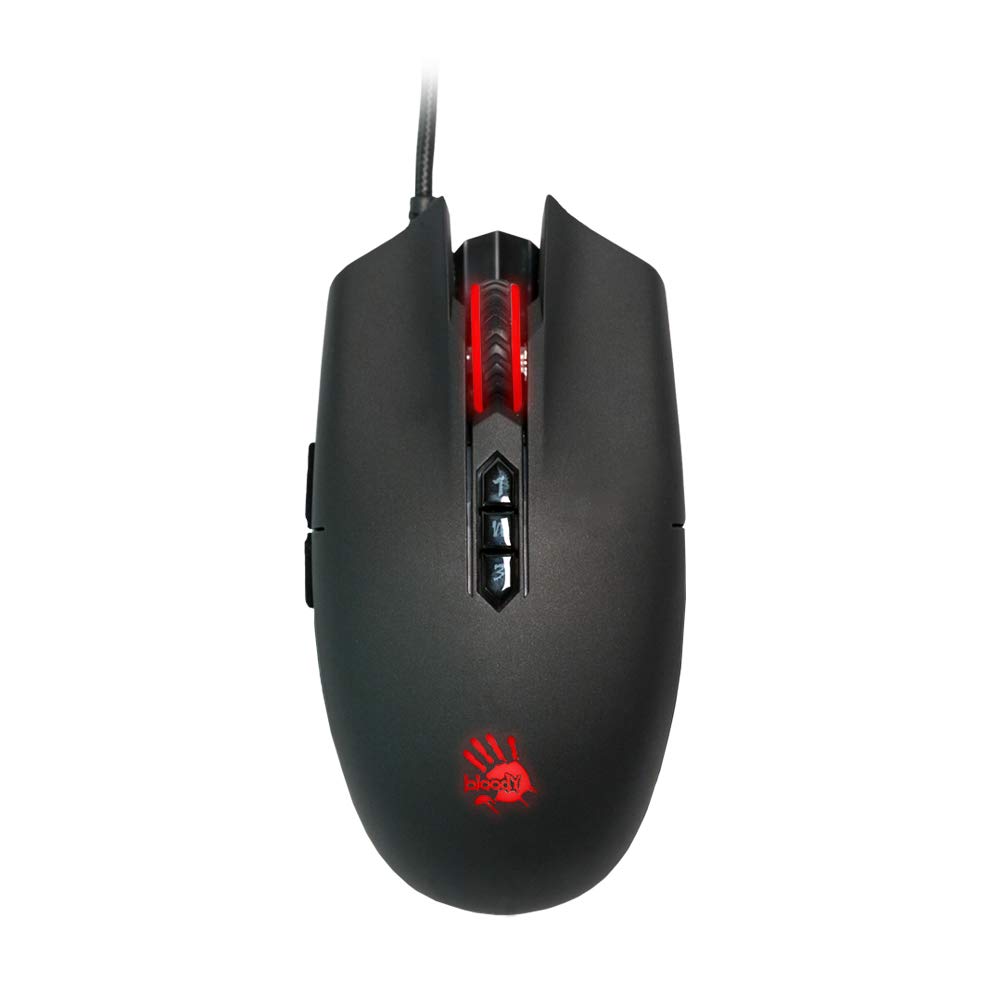 BLOODY SP80 Optical Switch Gaming Mouse - Fastest Mouse Switch in Gaming - Enthusiast Grade Gaming Sensor - 8 Programmable Buttons - Non-Slip Rubberized Texture - Black - 12,000 FPS