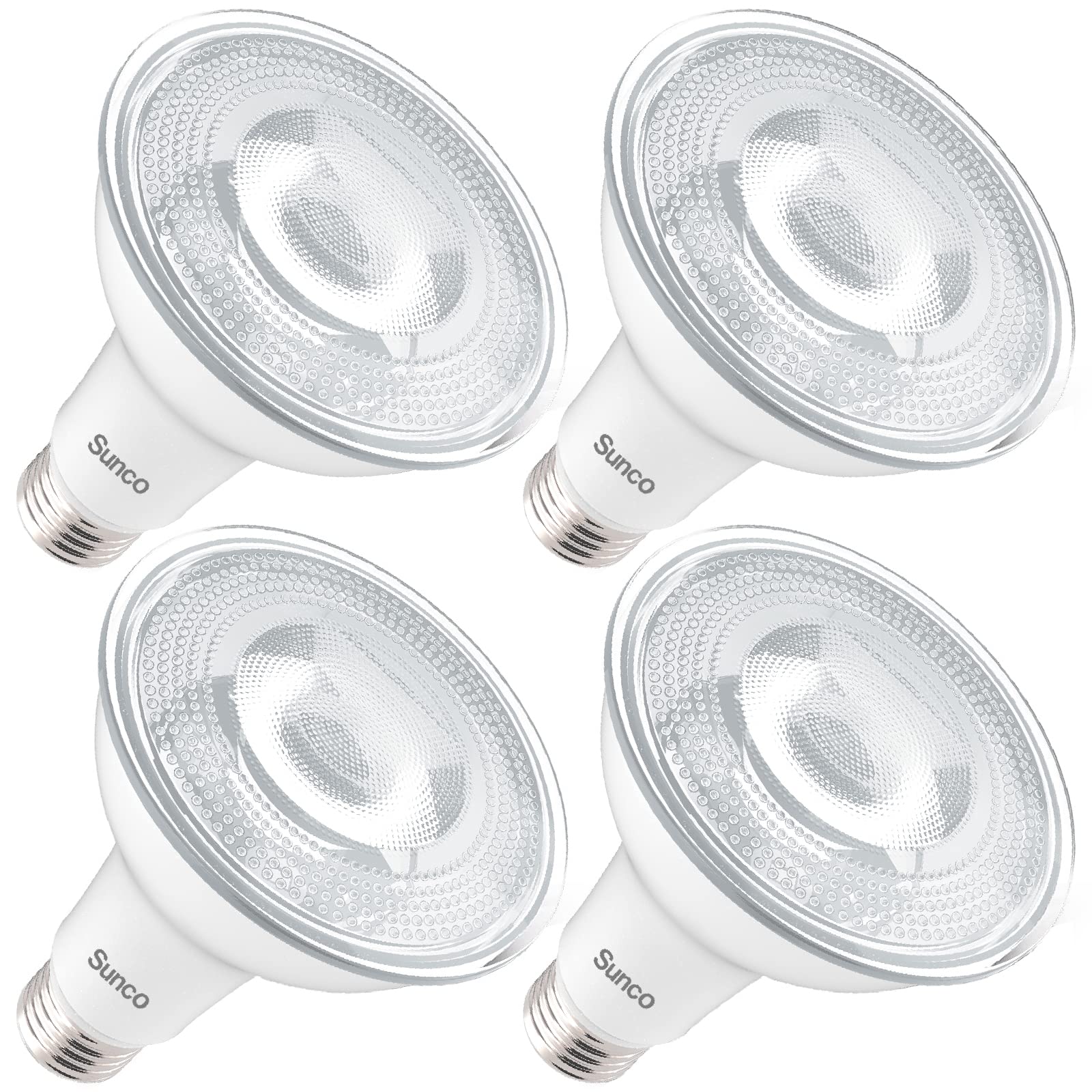 Sunco Lighting - 4 Pack Dusk to Dawn Light Bulbs Flood Light Outdoor PAR30 LED Photocell Sensor 11W=75W, 5000K Daylight, 850 LM, IP65 Waterproof, Light Sensing Auto On/Off Security Porch Light, UL