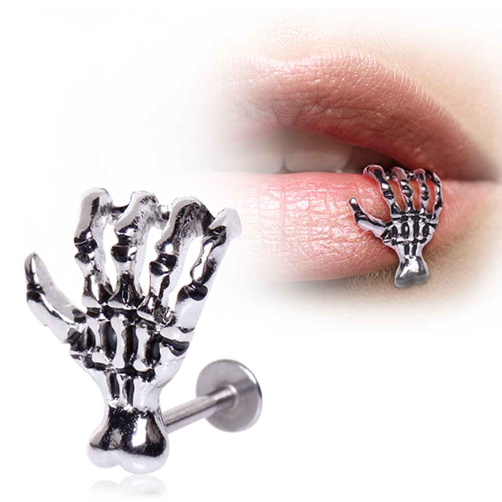 Amelia Fashion 16 Gauge Zombie Claw Labret Stud 316L Surgical Steel (Choose Length) (16GA(1.2) L. 5/16"(8mm))