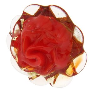 GlassOfVenice Murano Glass Red Flower Ring Adjustable