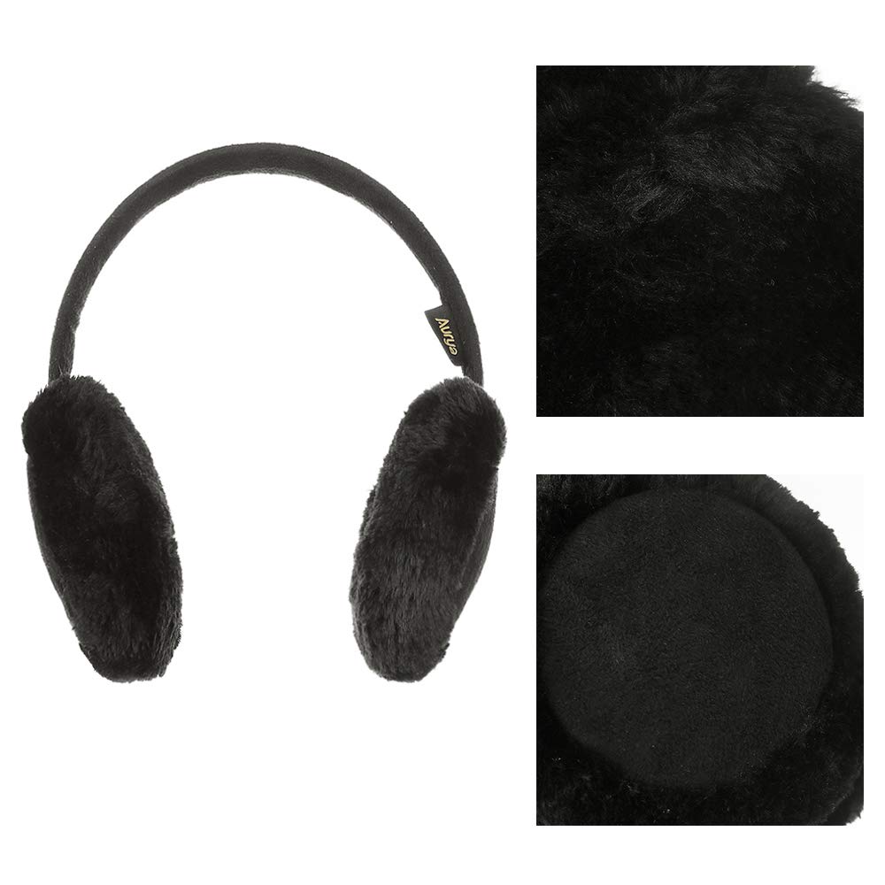 Aurya Kids Classic Ear Warmers/Earmuffs-Winter Faux Fur Warm Ear Muffs for Boys and Girls (Black)