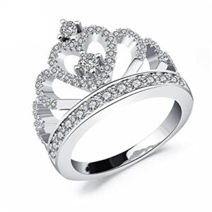 guoshang princess crown women zircon ring rhinestone fashion jewelry anniversary engagement party,8