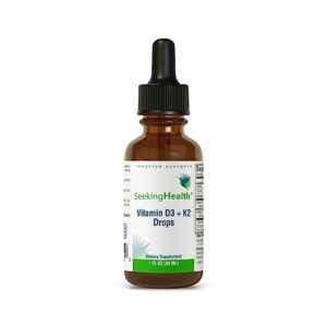 seeking health vitamin d3 + k2 drops - liquid vitamin d & k supports immune system function & bone health - aids calcium absorption - aids healthy blood flow & circulation - 1 oz