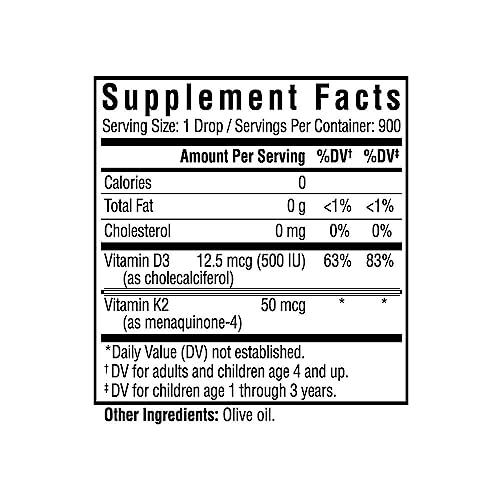 Seeking Health Vitamin D3 + K2 Drops - Liquid Vitamin D & K Supports Immune System Function & Bone Health - Aids Calcium Absorption - Aids Healthy Blood Flow & Circulation - 1 oz