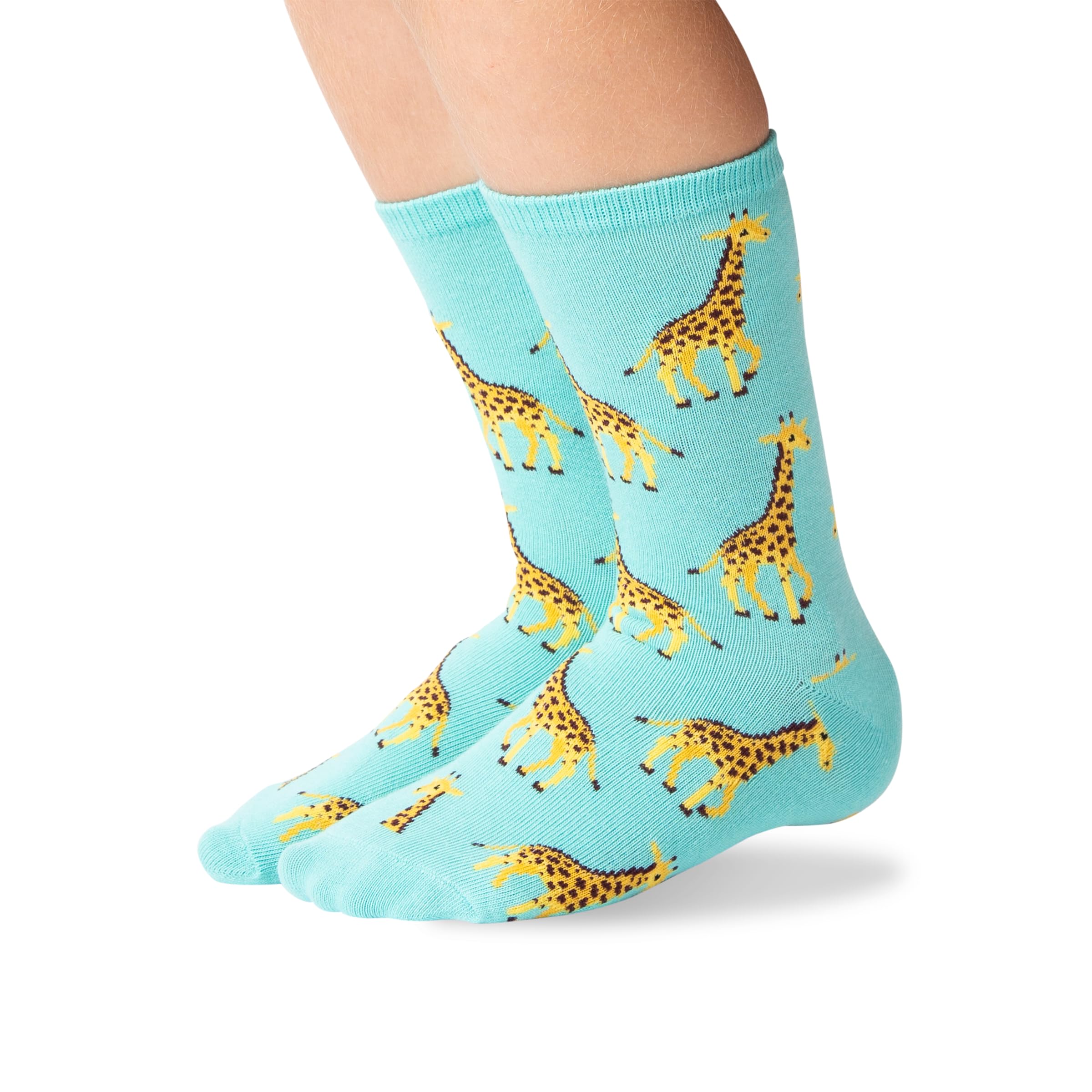 Hot Sox Kids' Big Fun Animal Crew Socks-1 Pair Pack-Cool & Cute Casual Novelty Gifts for Boys and Girls, Giraffe (Mint), Medium-Large