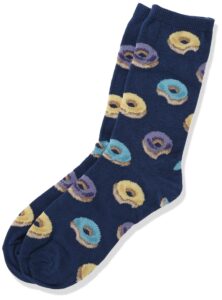 hot sox kids' big fun food & drink crew socks-1 pair pack-cool & cute boys & girls gifts, donuts (dark blue), medium-large