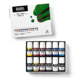 Liquitex Professional Soft Body Acrylic Paint, 12 x 22ml (0.74-oz), Essentials Set