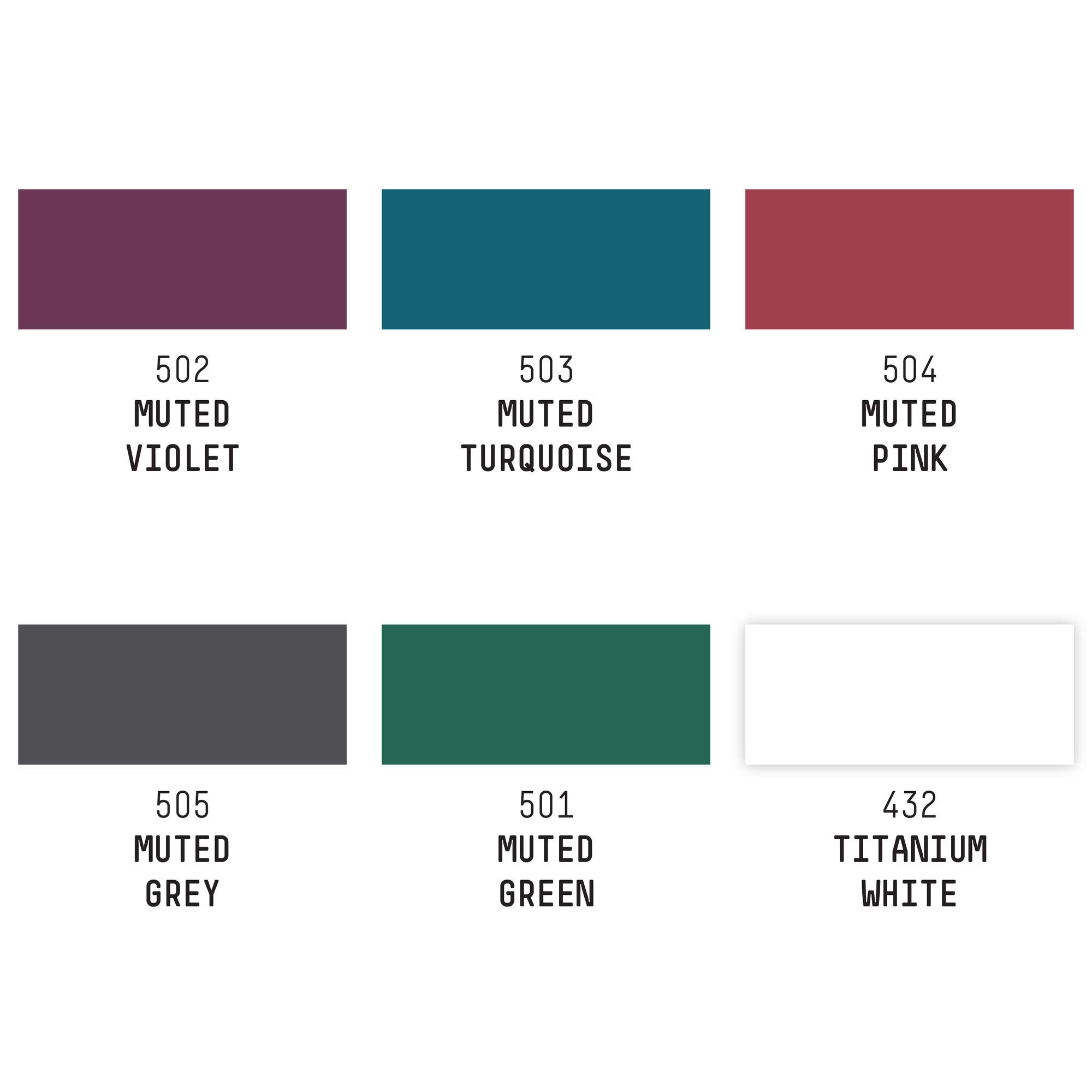 Liquitex Professional Acrylic Ink, Set of 6 (Muted Collection: Muted Green, Muted Grey, Muted Pink, Muted Turquoise, Muted Violet, White, 1-oz each)