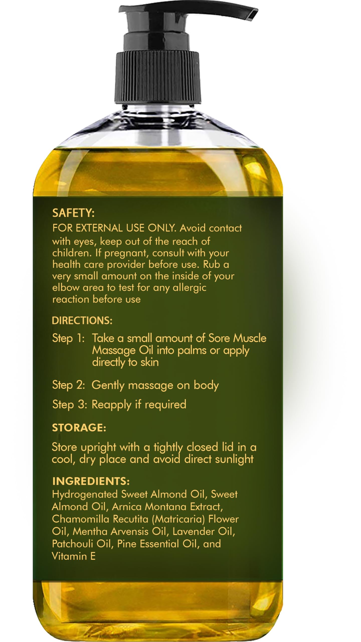 MAJESTIC PURE Arnica Sore Muscle Massage Oil for Massage Therapy - Natural Oil with Lavender and Chamomile Essential Oils - Multipurpose Instant Absorption Full Body Massage Oil - 8 fl. oz