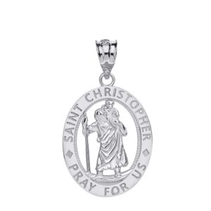 calirosejewelry sterling silver saint christopher pray for us oval charm pendant