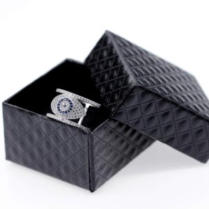 Uloveido Fashion Silver Color Art Deco Evil Eye CZ Zircon Ring for Women Lady Y325B (Size 9)