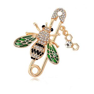 Bee Brooch pins Women Enamel Crystal Insect Pin Lapel Pin Large Safety Pin