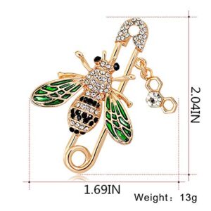 Bee Brooch pins Women Enamel Crystal Insect Pin Lapel Pin Large Safety Pin