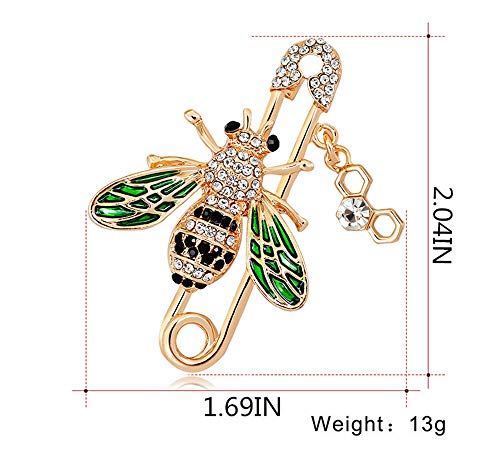 Bee Brooch pins Women Enamel Crystal Insect Pin Lapel Pin Large Safety Pin