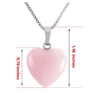 Jovivi Natural Rose Quartz Crystal Heart Necklace Love Heart Shaped Healing Stone Chakra Reiki Pointed Gemstone Necklace Mothers Day Gifts