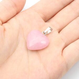 Jovivi Natural Rose Quartz Crystal Heart Necklace Love Heart Shaped Healing Stone Chakra Reiki Pointed Gemstone Necklace Mothers Day Gifts