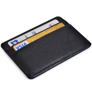 eastnights credit card holder slim wallet leather minimalist wallet with id window (black)