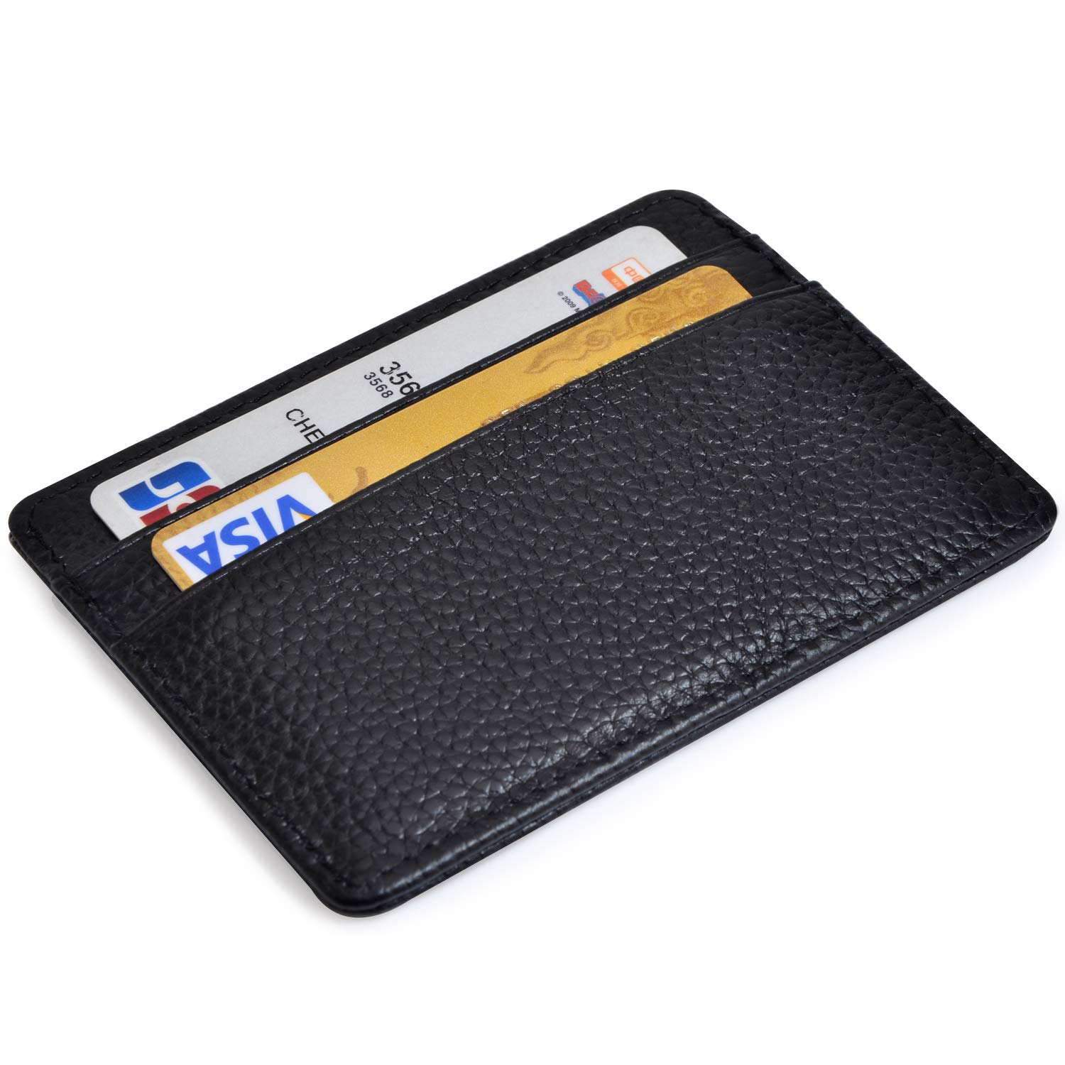 EASTNIGHTS Credit Card Holder Slim Wallet Leather Minimalist Wallet with ID Window (black)