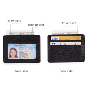 EASTNIGHTS Credit Card Holder Slim Wallet Leather Minimalist Wallet with ID Window (black)