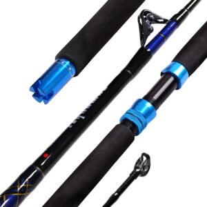 fiblink 1-piece saltwater offshore trolling rod conventional boat rod carbon fishing pole(6 feet, 30-50 lb/50-80 lb/80-120 lb) (80-120 pound)