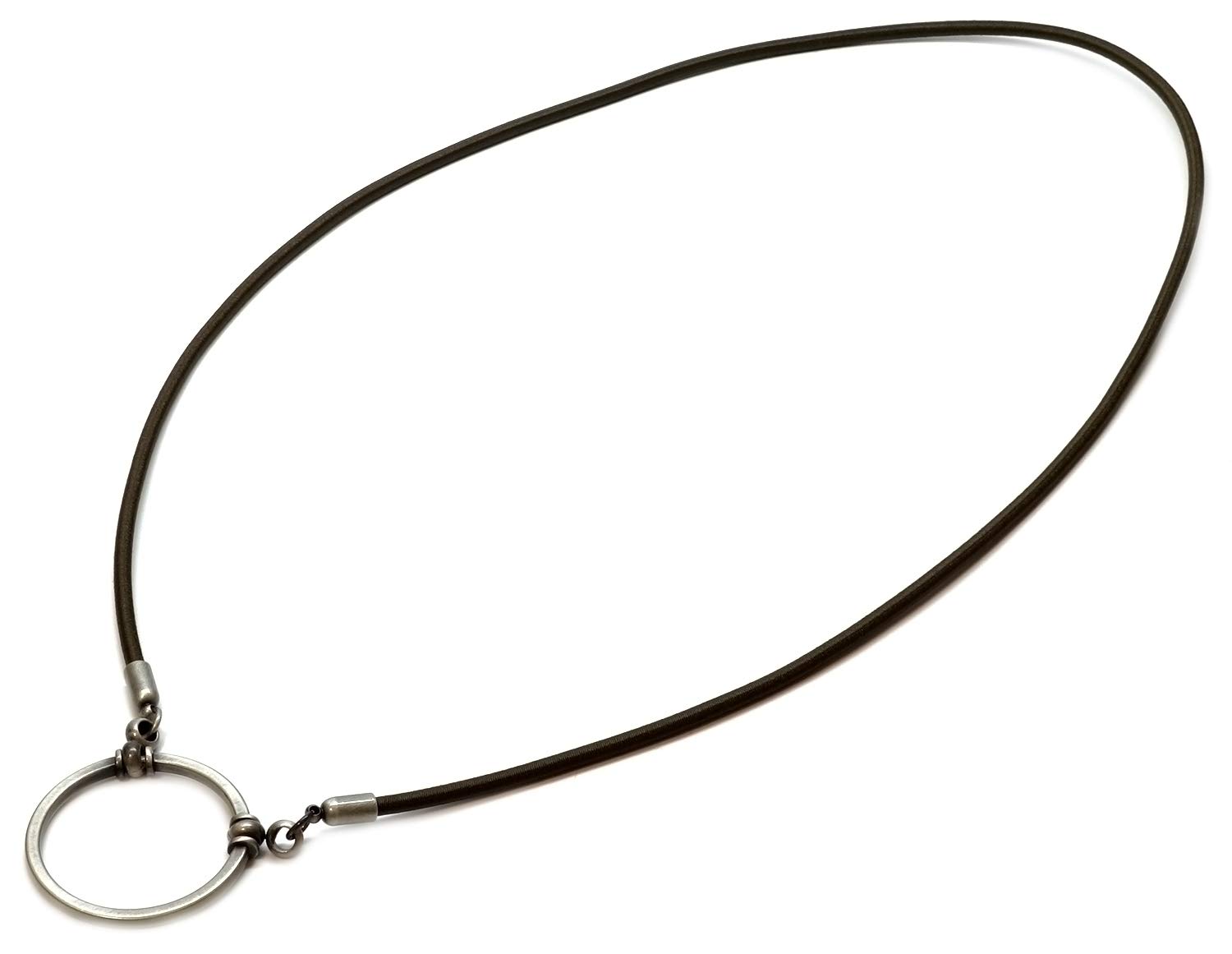 LaLoop La LOOP Designer Eyeglass Necklace Khaki Silk Stretch with Antique Silver Loop, 25mm