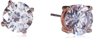 guess women's hoop & crystal stud rose gold earrings