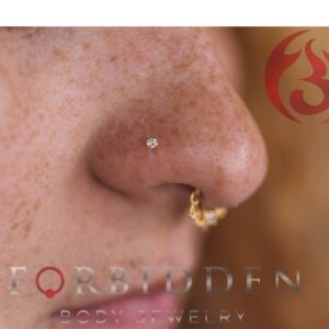 Forbidden Body Jewelry 22G Nose Rings Studs w/ 1.25mm Crystal - 1 Pcs 7mm 14K Gold Piercing Jewelry, l Shaped Nose Rings Women & Men - CZ Simulated Diamond, Small Nose Studs