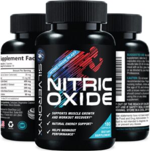 extra strength nitric oxide supplement l arginine 3x strength - citrulline malate, aakg, beta alanine - premium muscle supporting nitric booster for strength & energy to train harder - 180 capsules