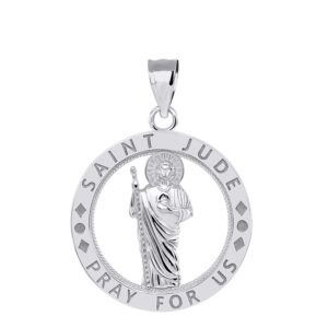 sterling silver saint jude pray for us charm round pendant