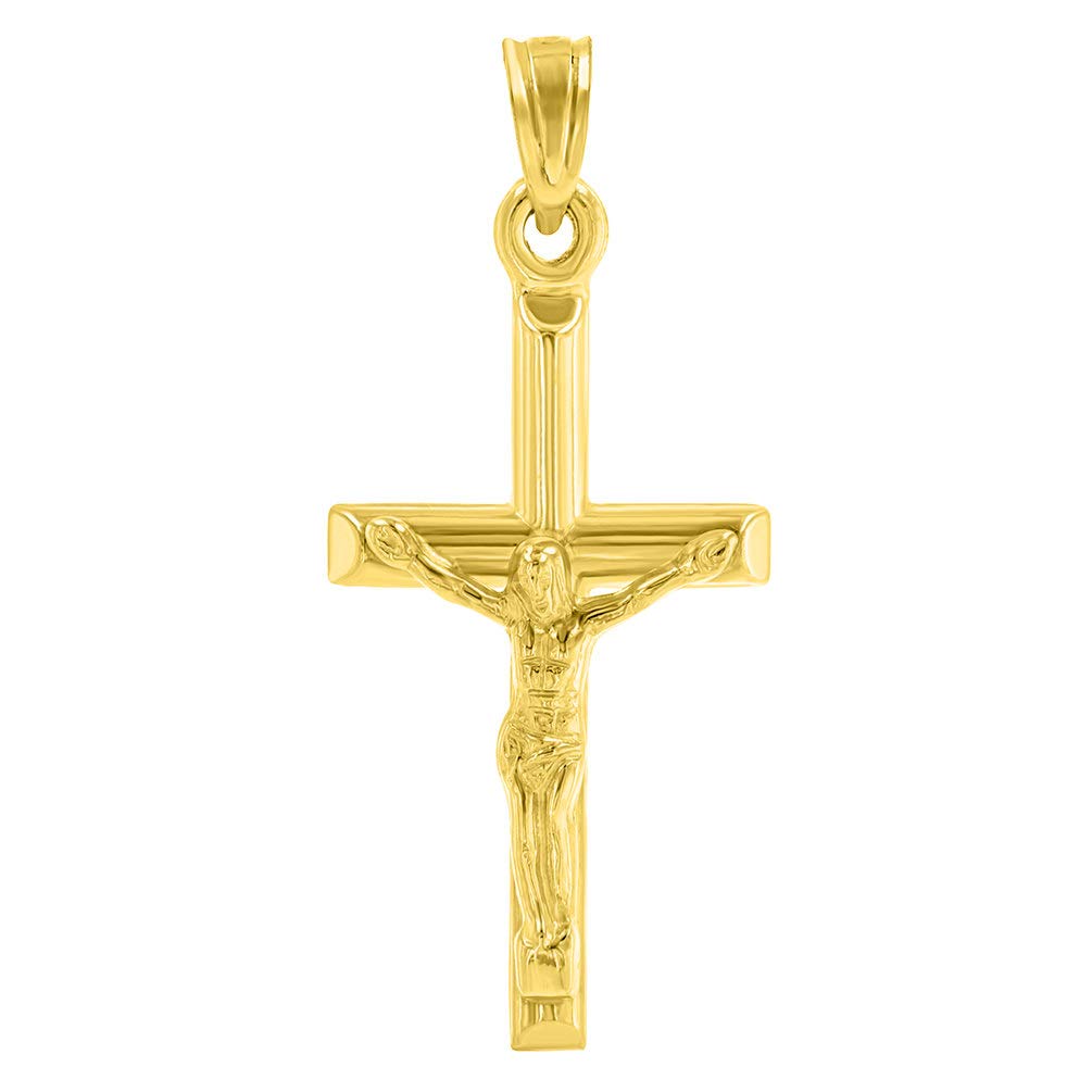 Jewelry America 14k Yellow Gold Simple and Classic Small Cross Crucifix Pendant