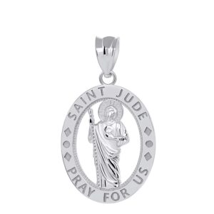 calirosejewelry sterling silver saint jude pray for us charm oval pendant