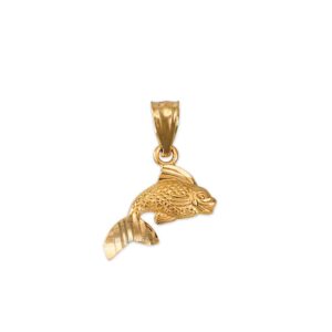 la blingz 14k yellow gold tiny goldfish charm pendant