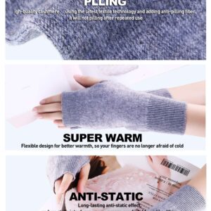 4 Pairs Cashmere Fingerless Gloves Wrist Warmers with Thumb Hole for Women and Men (7.5 x 3.5 inches)()