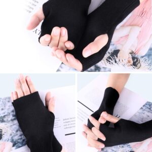 4 Pairs Cashmere Fingerless Gloves Wrist Warmers with Thumb Hole for Women and Men (7.5 x 3.5 inches)()